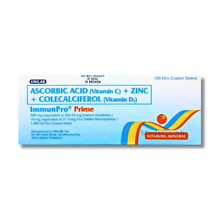 IMMUNPRO PRIME Ascorbic Acid / Zinc / Colecalciferol 500mg / 10mg ...