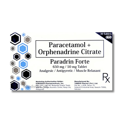 PARADRIN FORTE Paracetamol / Orphenadrine Citrate 650mg / 50mg - 1 ...