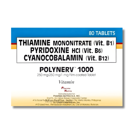 POLYNERV 1000 Vitamin B Complex 250mg / 250mg / 1mg - 1 Tablet price in ...
