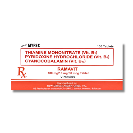 RAMAVIT Vitamin B Complex 100mg / 10mg / 50mcg - 1 Box x 100 Tablets ...