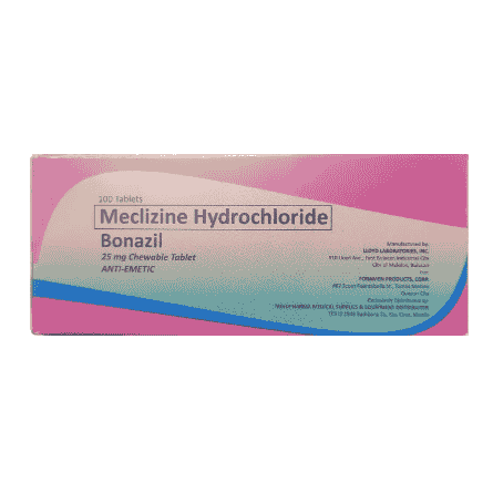 BONAZIL Meclizine Hydrochloride 25mg Chewable Tablet 100's price in the ...