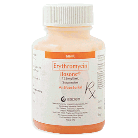 ILOSONE Erythromycin Estolate 125mg / 5mL Suspension 60mL price in the ...