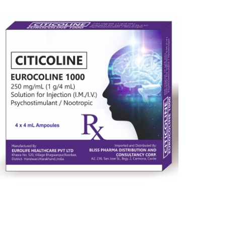 EUROCOLINE 1000 Citicoline Sodium 250 mg/mL Solution for IM/IV ...