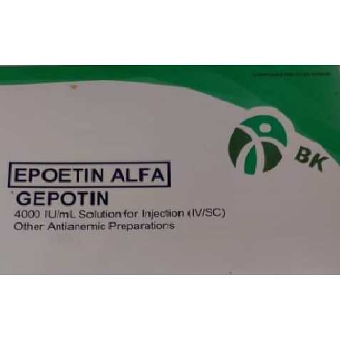 GEPOTIN Epoetin Alfa 4.000IU / mL Solution for IV/SC Injection 1mL 5's ...