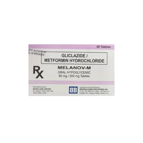 MELANOV-M Gliclazide / Metformin Hydrochloride 80mg / 500mg Tablet 1's ...
