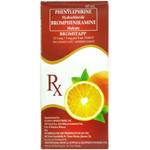 Buy Bromitapp phenylephrine hydrochloride / brompheniramine maleate 6 ...