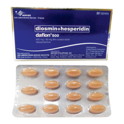 DAFLON 500 Diosmin / Hesperidin 450mg / 50mg Film-Coated Tablet 30's ...