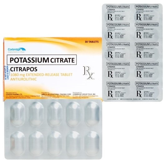CITRAPOS Potassium Citrate 1080mg Extended-Release Tablet 1's price in ...