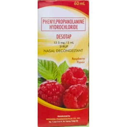 DESOTAP Phenylpropanolamine Hydrochloride 12.5mg / 5mL Syrup 60mL ...