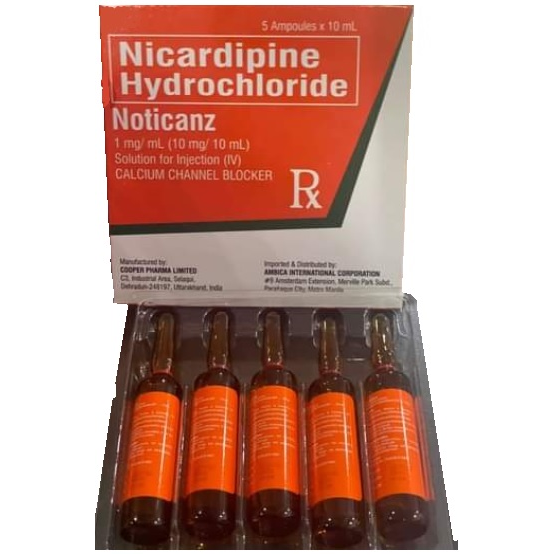 NOTICANZ Nicardipine Hydrochloride 1mg / mL (10mg / 10mL) Solution for ...