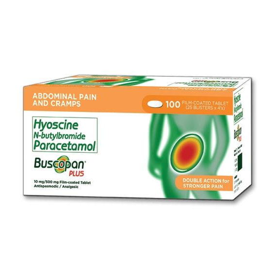BUSCOPAN PLUS Hyoscine-N-Butylbromide / Paracetamol 10mg / 500mg Film ...