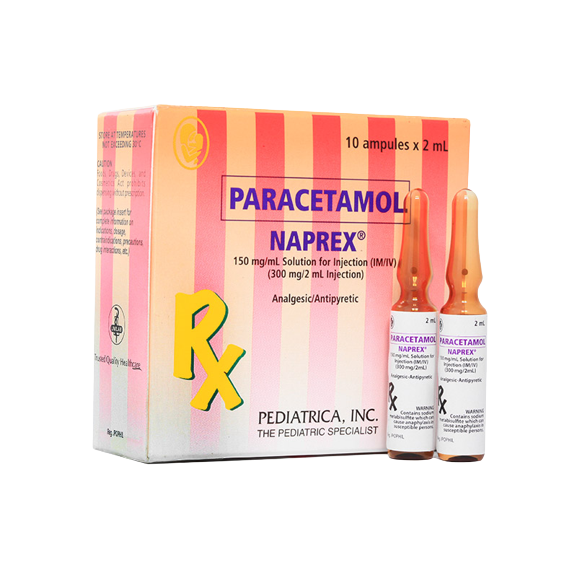 NAPREX Paracetamol 150mg / mL (300mg / 2mL) Solution for IM/IV ...