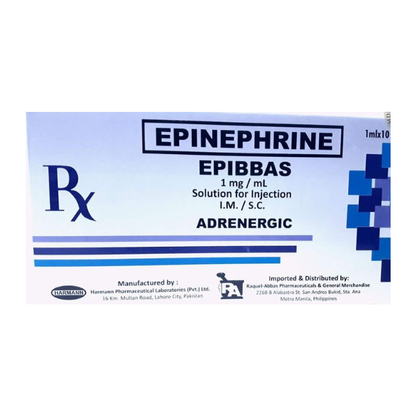 EPIBBAS Epinephrine Hydrochloride 1mg / mL Solution for IM/SC Injection ...