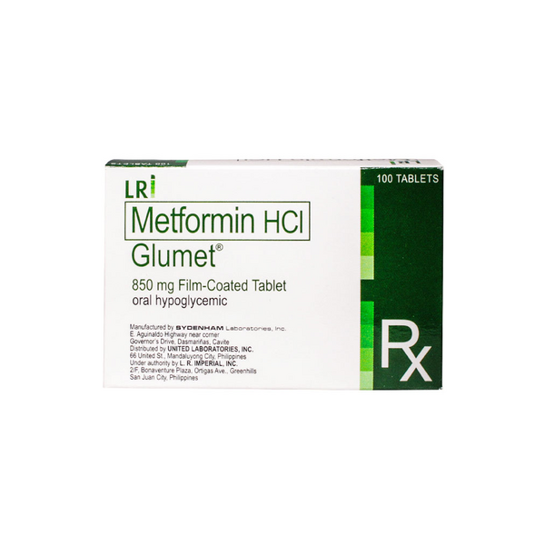 GLUMET Metformin Hydrochloride 850mg Film-Coated Tablet 100's price in ...