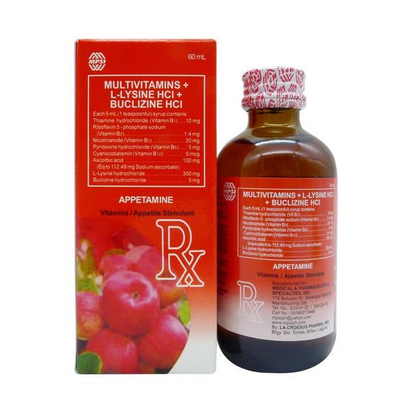 APPETAMINE Multivitamins (Vit. B1, B2, B3, B6, & B12) / Lysine ...