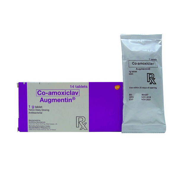 AUGMENTIN Co-Amoxiclav 1g Tablet 14's price in the Philippines | MedsGo ...