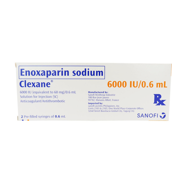 CLEXANE Enoxaparin 6000 IU / 0.6 ml Solution for Injection (S.C.) 0.6ml ...