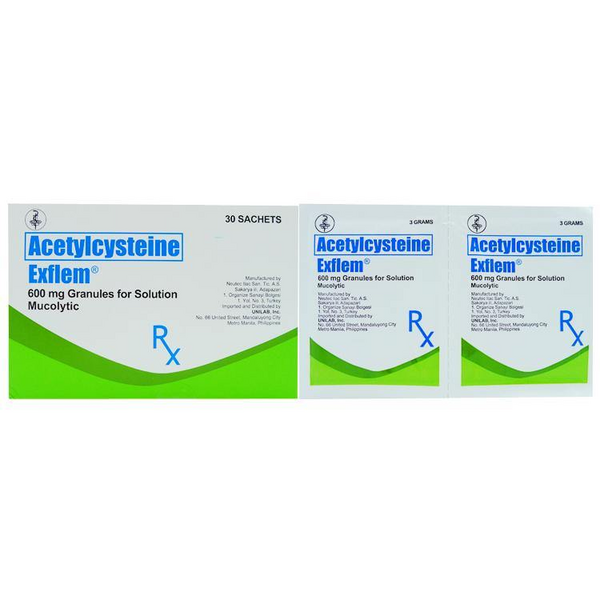 EXFLEM Acetylcysteine 600mg Granules for Solution 30's price in the ...