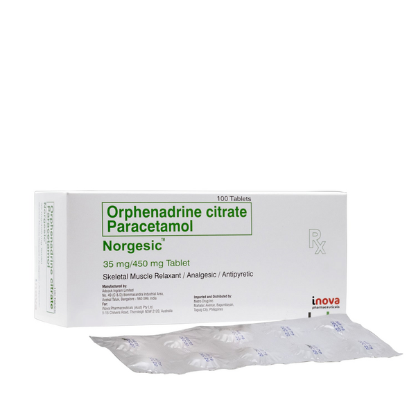 NORGESIC Orphenadrine Citrate / Paracetamol 35mg / 450mg Tablet 100's ...
