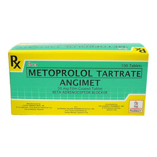 ANGIMET Metoprolol Tartrate 50mg Film-Coated Tablet 100's price in the ...