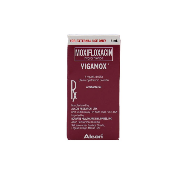 VIGAMOX Moxifloxacin 5mg / mL (0.5% w/v) Ophthalmic Solution 5mL price ...