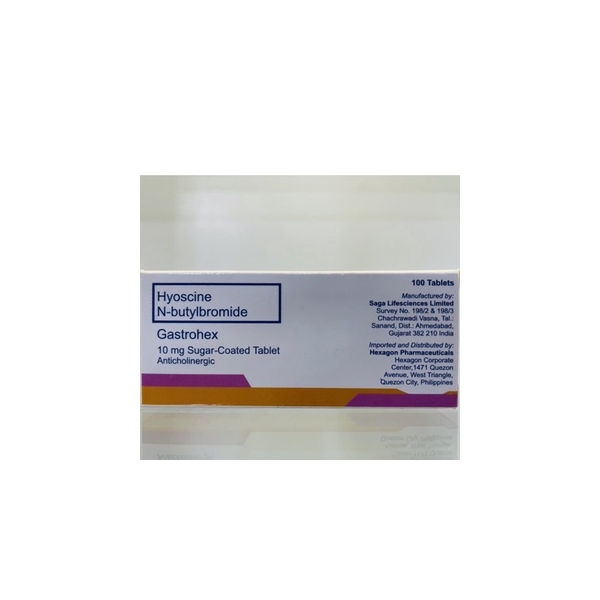 GASTROHEX Hyoscine-N-Butyl Bromide 10mg Sugar Coated Tablet 100's price ...
