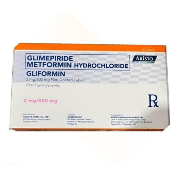 GLIFORMIN Glimepiride / Metformin Hydrochloride 2mg / 500mg Film-Coated ...