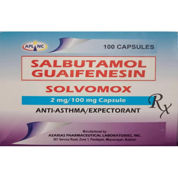 Buy Solvomox salbutamol sulfate / guaifenesin 2mg / 100mg capsule 100's ...