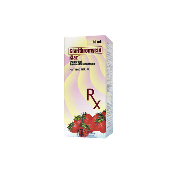 KLAZ Clarithromycin 125mg / 5mL Granule for Suspension 70mL Strawberry ...