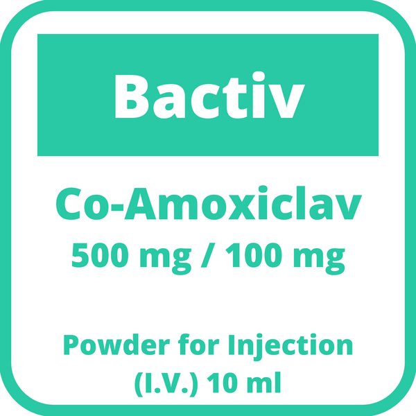 BACTIV Co-Amoxiclav 500mg / 100mg Powder for IV Injection 10mL price in ...