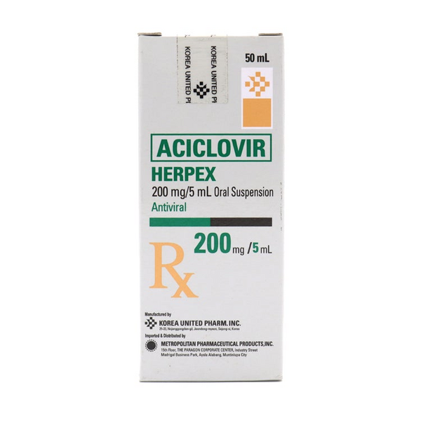 Buy Herpex aciclovir 200mg / 5ml (40mg / ml) oral suspension 50ml online with MedsGo. Price - from