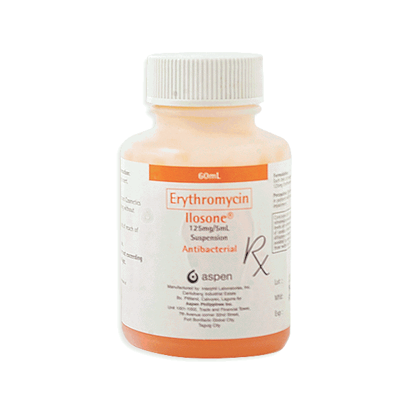 ILOSONE Erythromycin Estolate 125mg / 5mL Suspension 60mL price in the ...