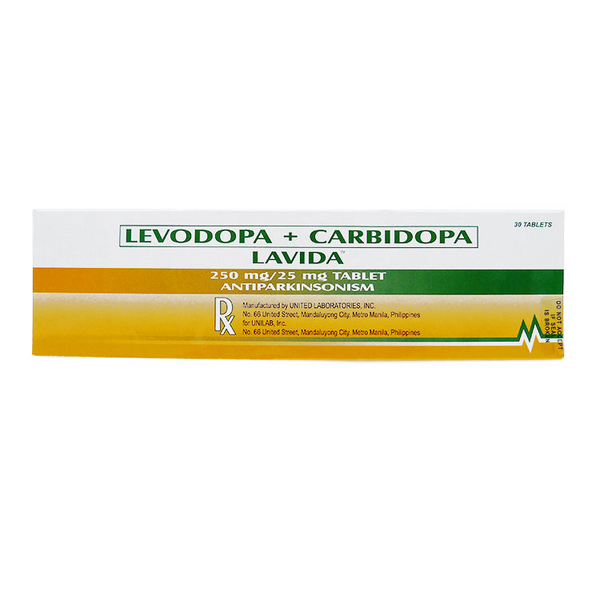 LAVIDA Levodopa / Carbidopa 250mg / 25mg Tablet 30's price in the ...