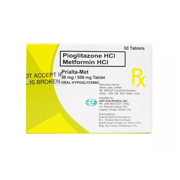 PRIALTA-MET Pioglitazone Hydrochloride / Metformin Hydrochloride 30mg ...