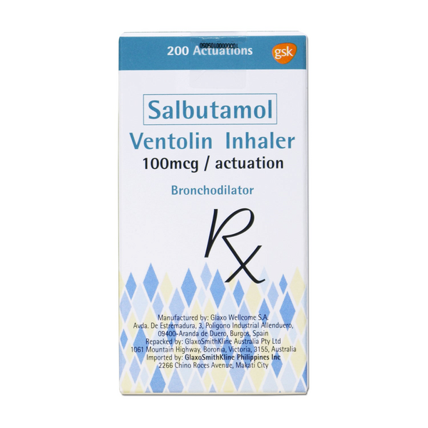 VENTOLIN METERED DOSE INHALER Salbutamol 100mcg / actuation Inhaler 200 ...