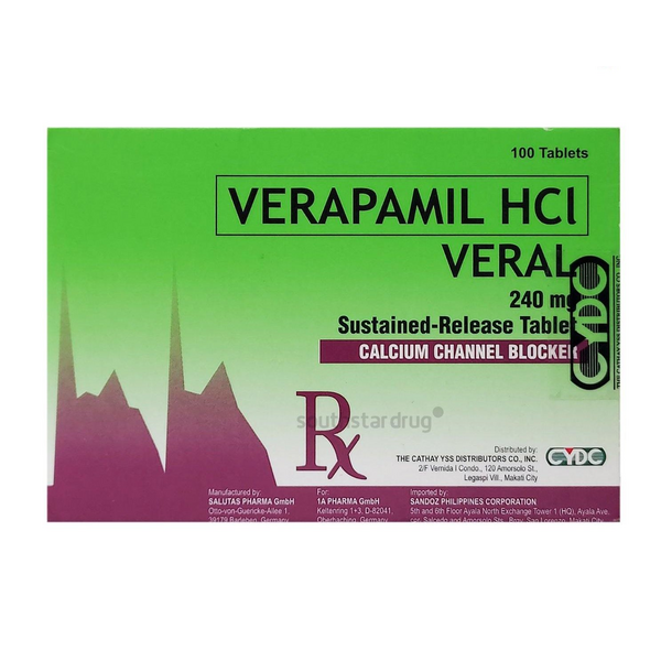 VERAL Verapamil Hydrochloride 240mg Sustained Release Tablet 100's ...