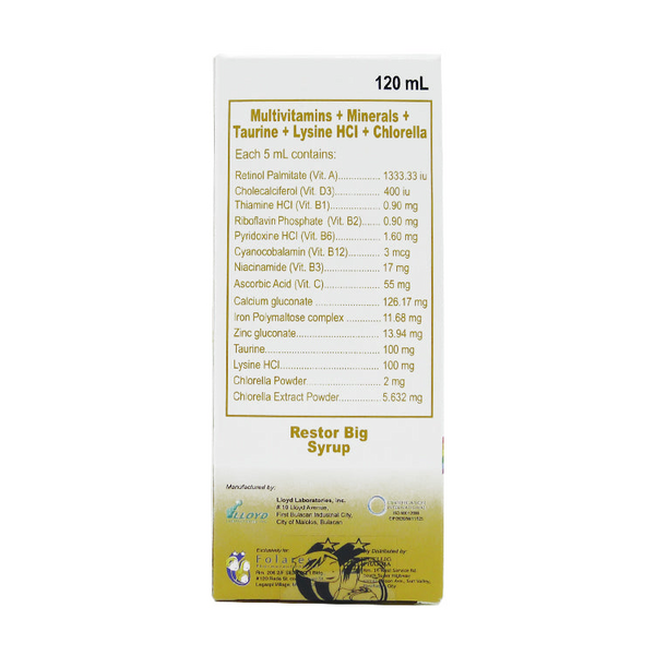 RESTOR BIG Multivitamins / Minerals Syrup 120mL price in the ...