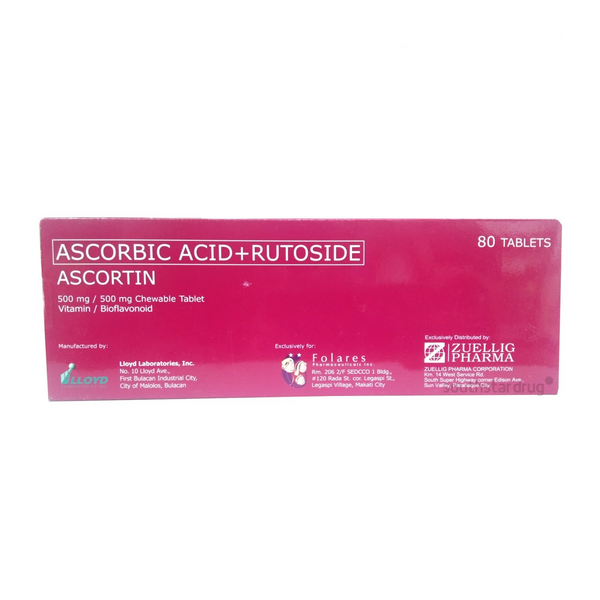 Buy Ascortin ascorbic acid / rutoside 500mg / 500mg chewable tablet 20 ...