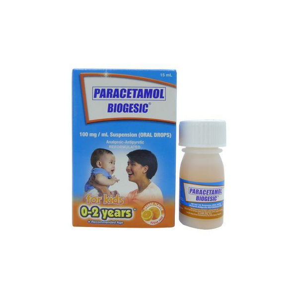 BIOGESIC Paracetamol 100mg / mL Suspension (Oral Drops) 15mL Orange ...