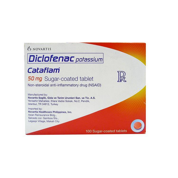 CATAFLAM Diclofenac Potassium 50mg Sugar-Coated Tablet 100's price in ...