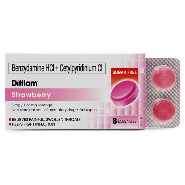 DIFFLAM STRAWBERRY Benzydamine Hydrochloride / Cetylpyridinium Chloride ...