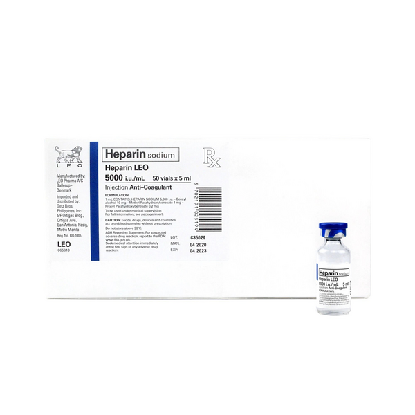 HEPARIN LEO Heparin Sodium 5000IU / mL Solution for IV/SC Injection 5mL ...