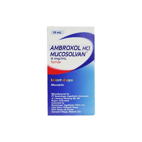 MUCOSOLVAN Ambroxol Hydrochloride 6mg / mL Syrup (Infant Drops) 15mL ...
