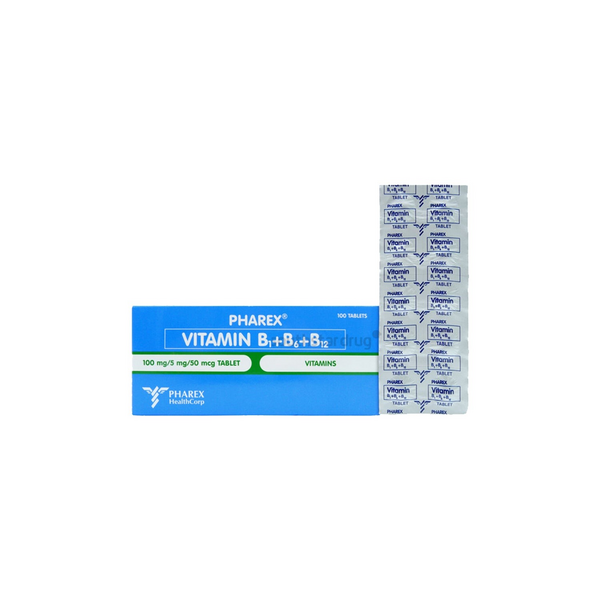 PHAREX Vitamin B Complex 100mg / 5mg / 50mcg Tablet 100's price in the ...