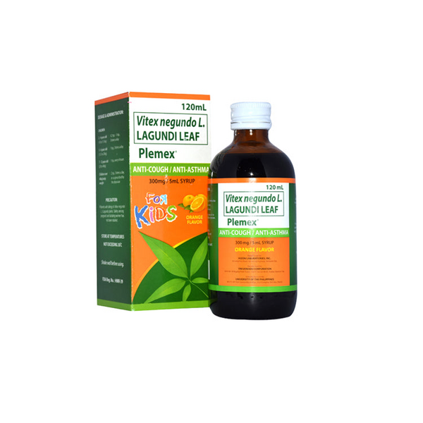 PLEMEX FOR KIDS Vitex Negundo L. (Lagundi Leaf) 300mg / 5mL Syrup 120mL ...