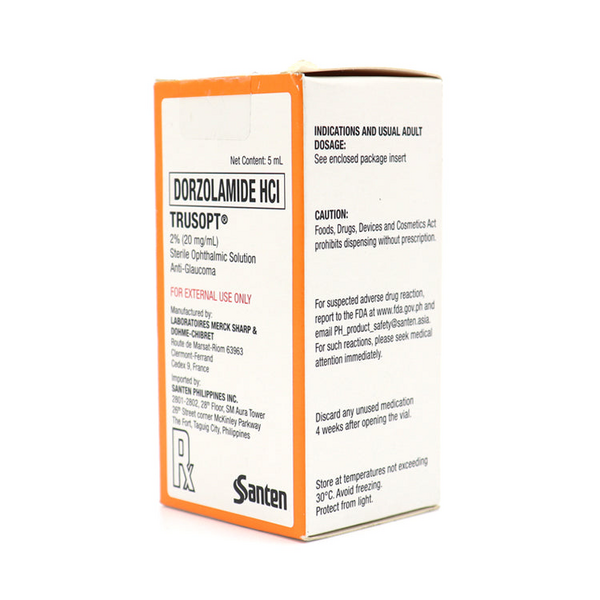 TRUSOPT Dorzolamide 20mg / mL (2% w/v) Ophthalmic Solution 5mL price in ...