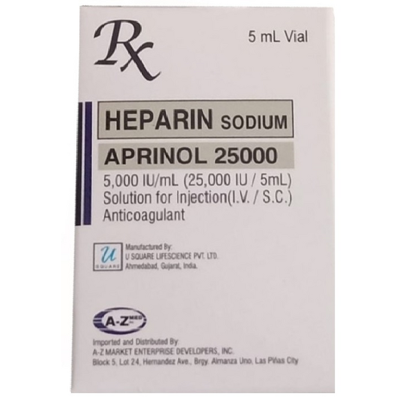 APRINOL 25000 Heparin Sodium 5000IU / mL (25000IU / 5 mL) Solution for ...
