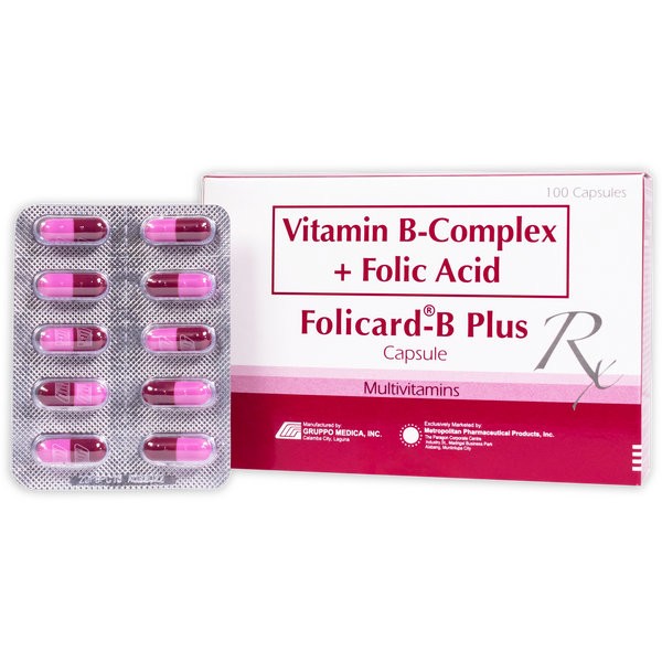 FOLICARD B-PLUS Vitamin B Complex / Folic Acid 200mg / 50mg / 500mcg ...