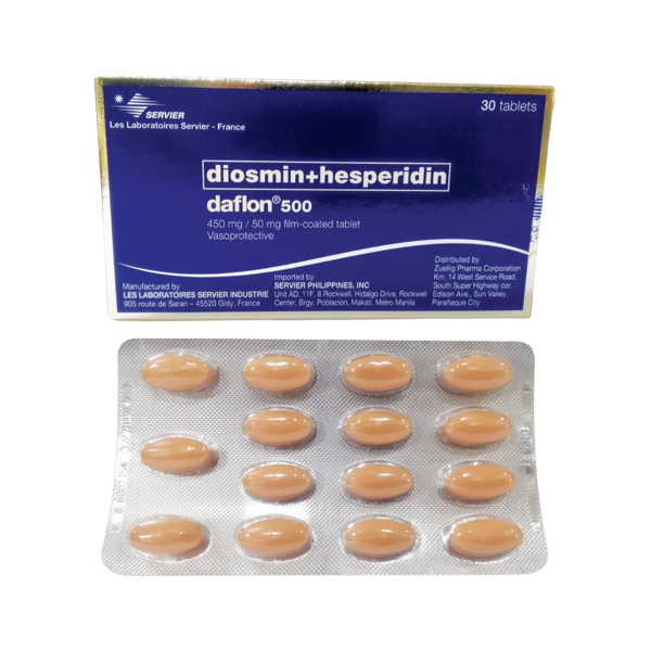 DAFLON 500 Diosmin / Hesperidin 450mg / 50mg Film-Coated Tablet 30's ...