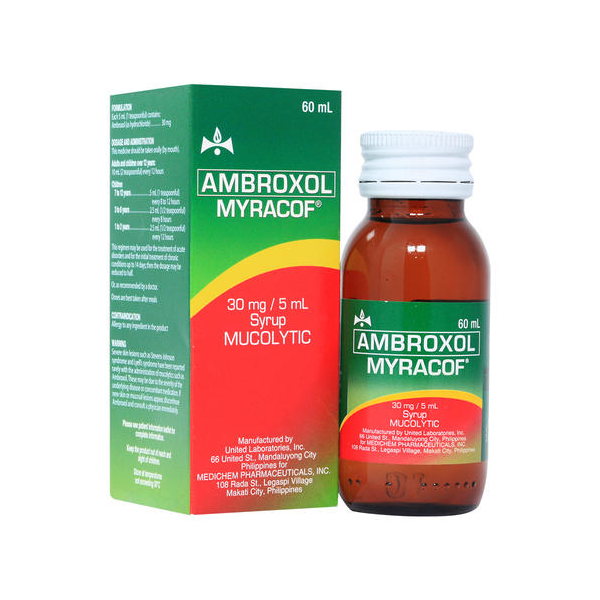 MYRACOF Ambroxol Hydrochloride 30mg / 5mL Syrup 60mL price in the ...